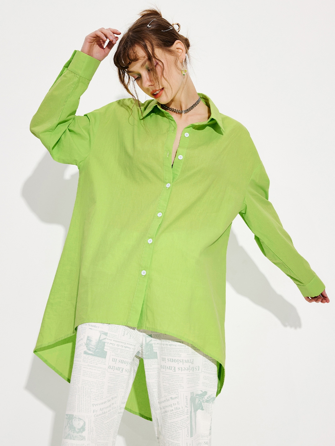 Buy Urbanic Green And Buff Blouson Crop Top Tops For Women 18524554