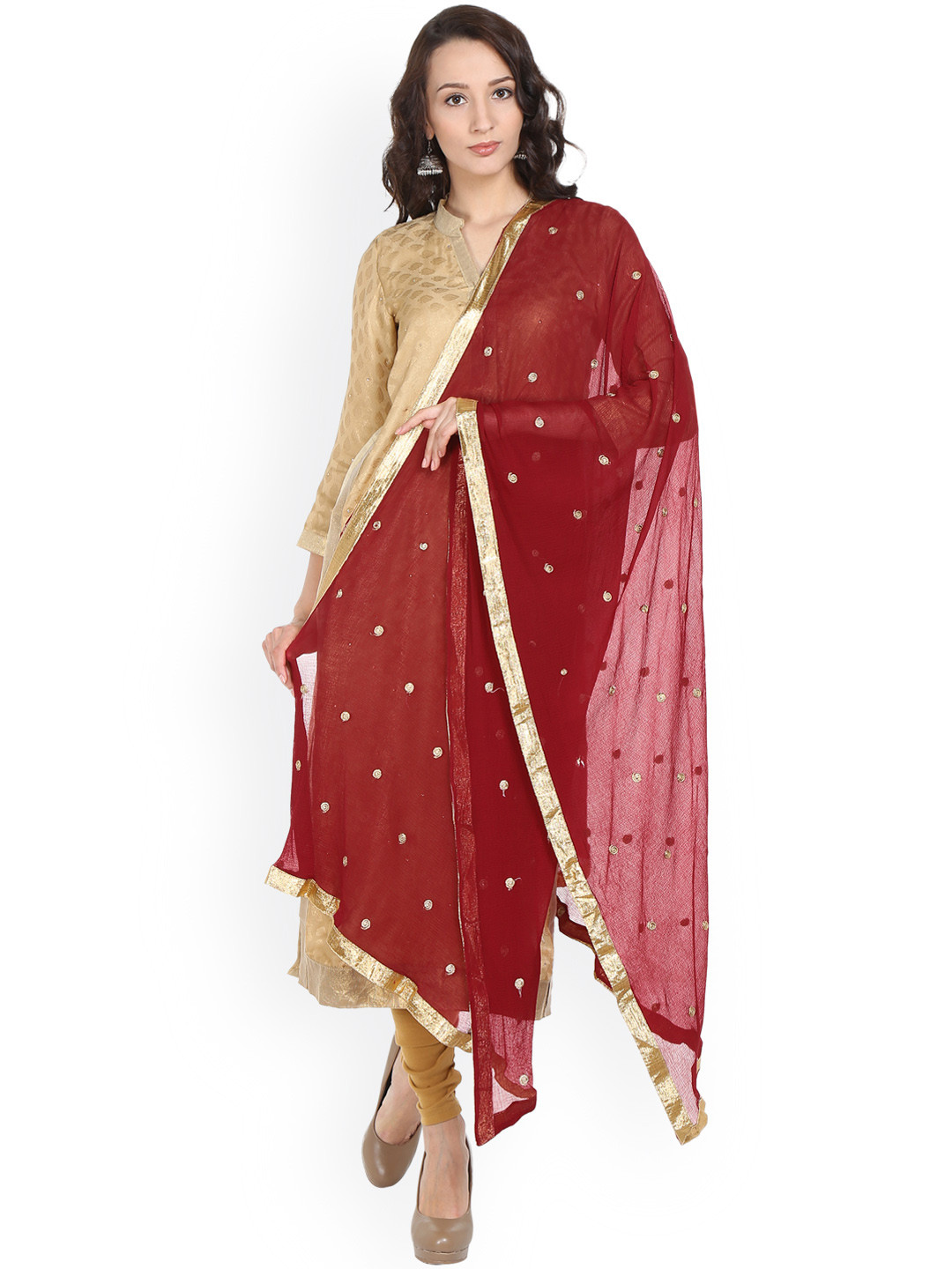 Buy Dupatta Bazaar Maroon Embroidered Dupatta - Dupatta for Women ...