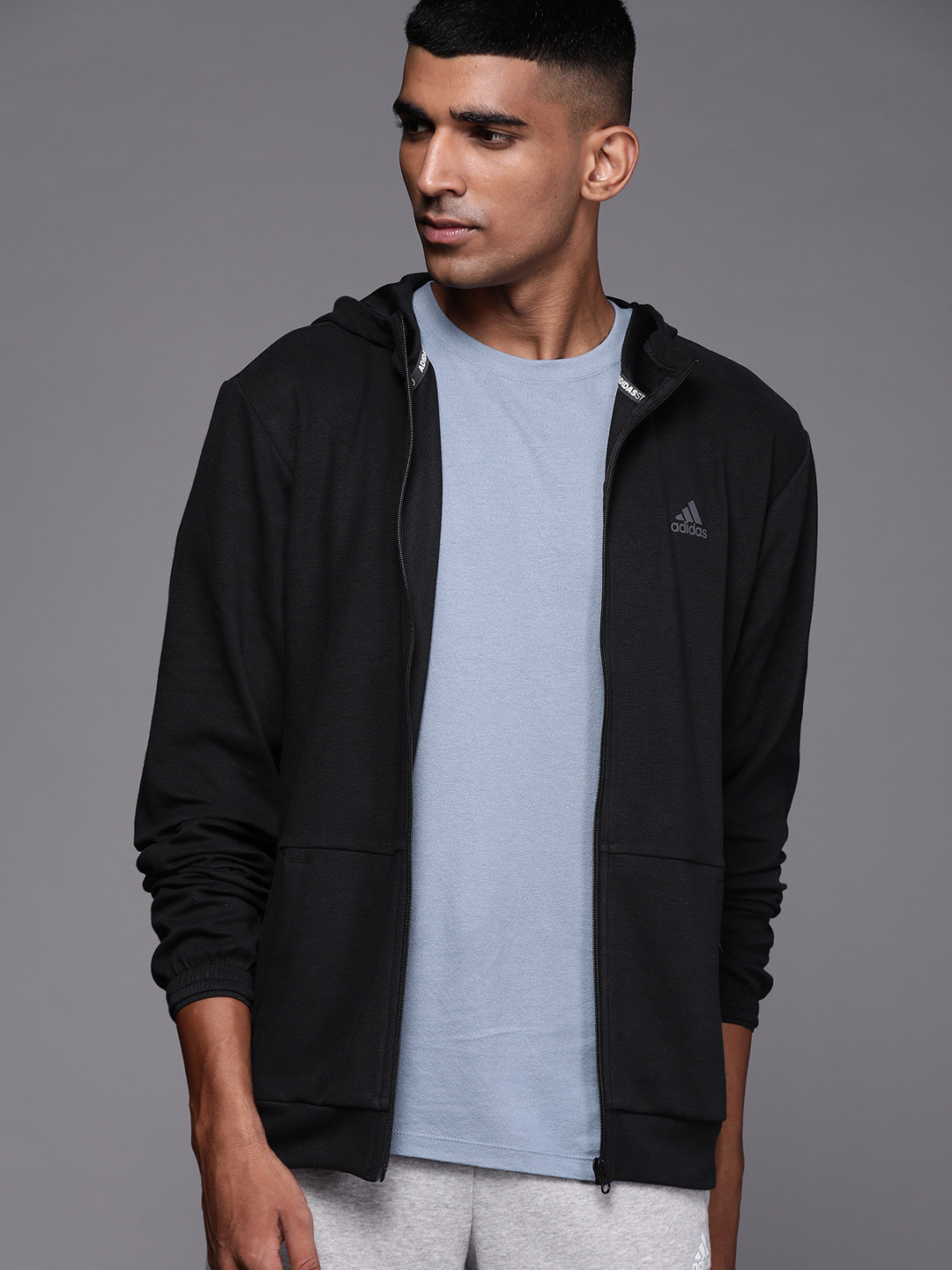 Buy ADIDAS Men Solid Motion FZ Hood Training Aeroready Sporty Jacket - Jackets for Men 18527328 ...