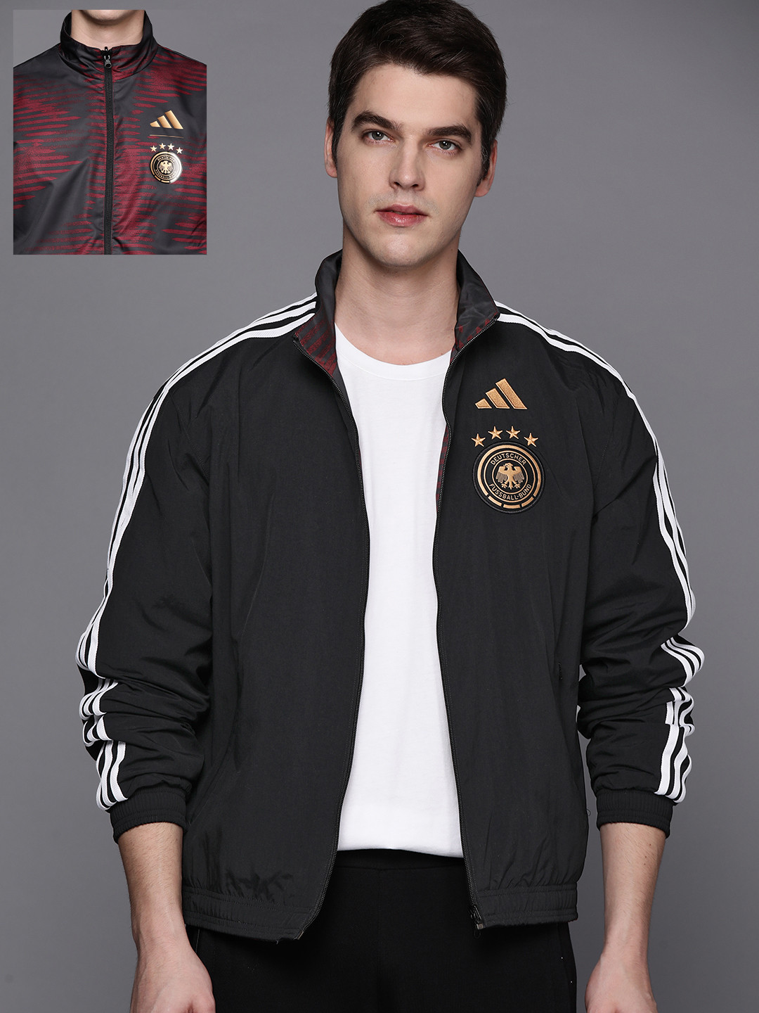 Buy ADIDAS Men Black & Maroon DFB WC Gremany Anthem Football Germany ...