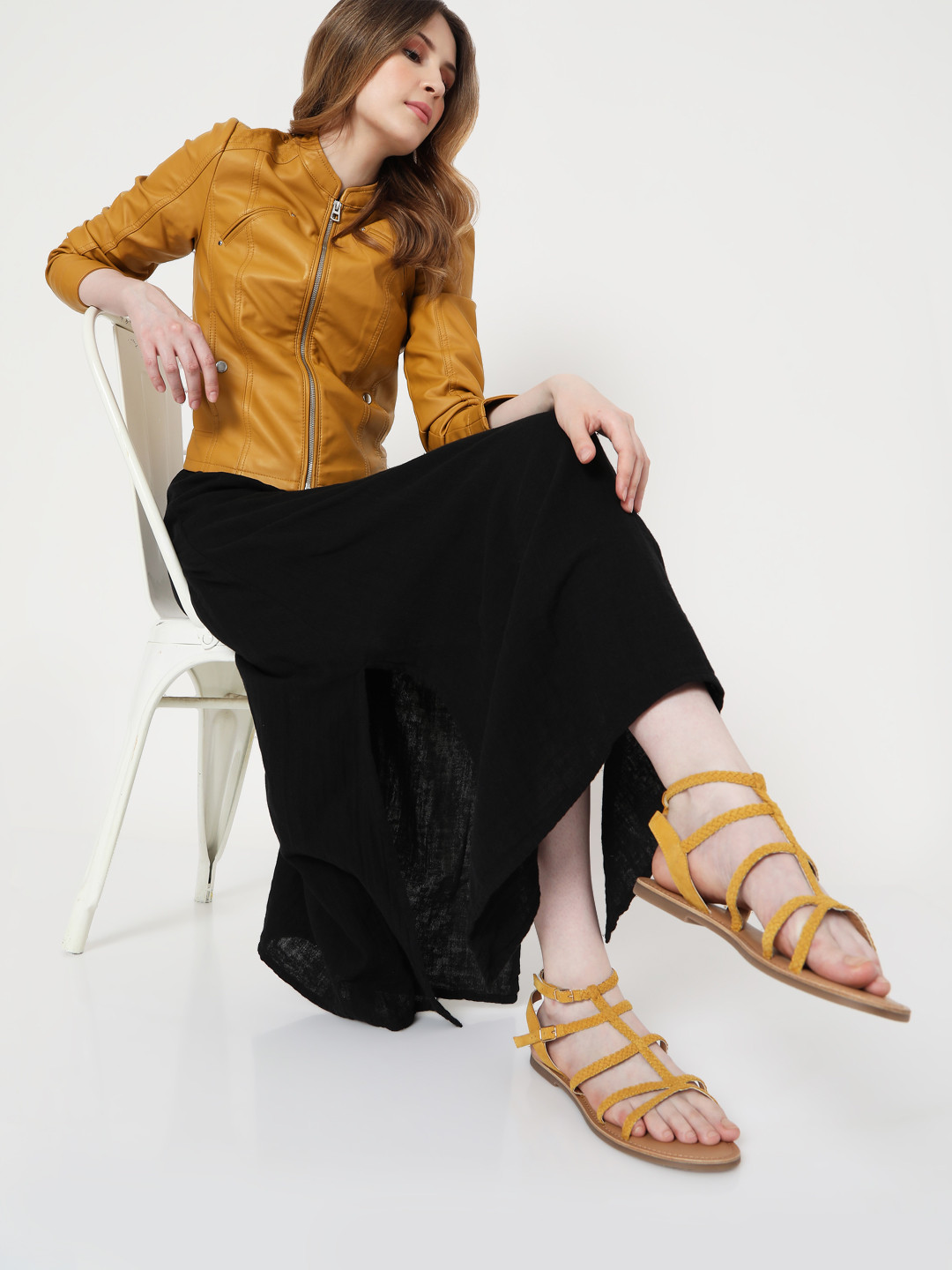 Buy Vero Moda Women Yellow PU Gladiators Sandals - Sandals for Women ...