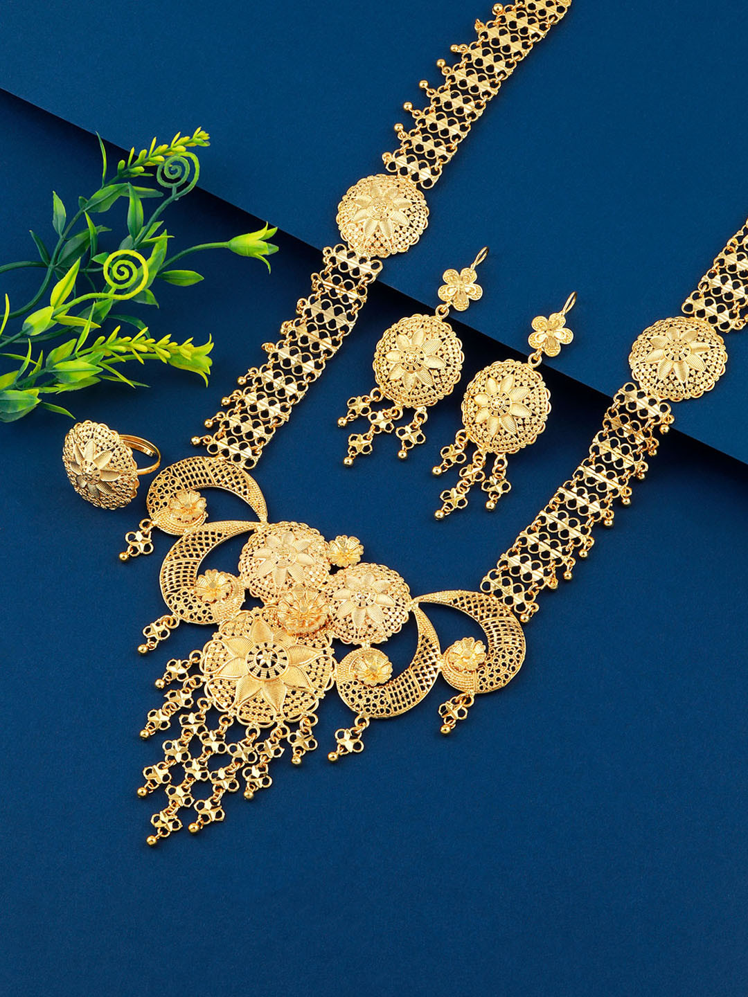 Buy Silver Shine Gold Plated Traditional Jewelry Set - Jewellery Set ...