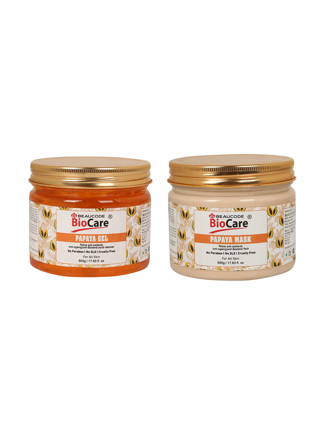 Buy BEAUCODE BIOCARE Set Of 2 Papaya Face And Body Gel And Mask 1kg ...