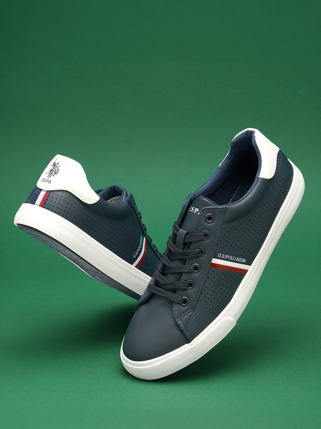 Buy U S Polo Assn Men Navy Blue Perforations PU Sneakers - Casual Shoes ...