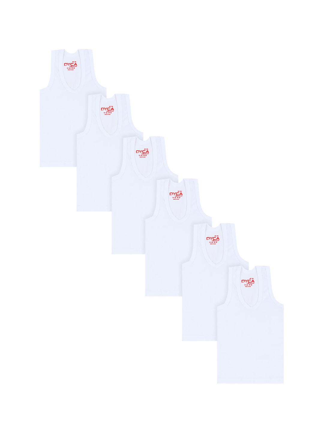 Buy DYCA Boys White Pack Of 6 Solid Cotton Basic Innerwear Vests ...