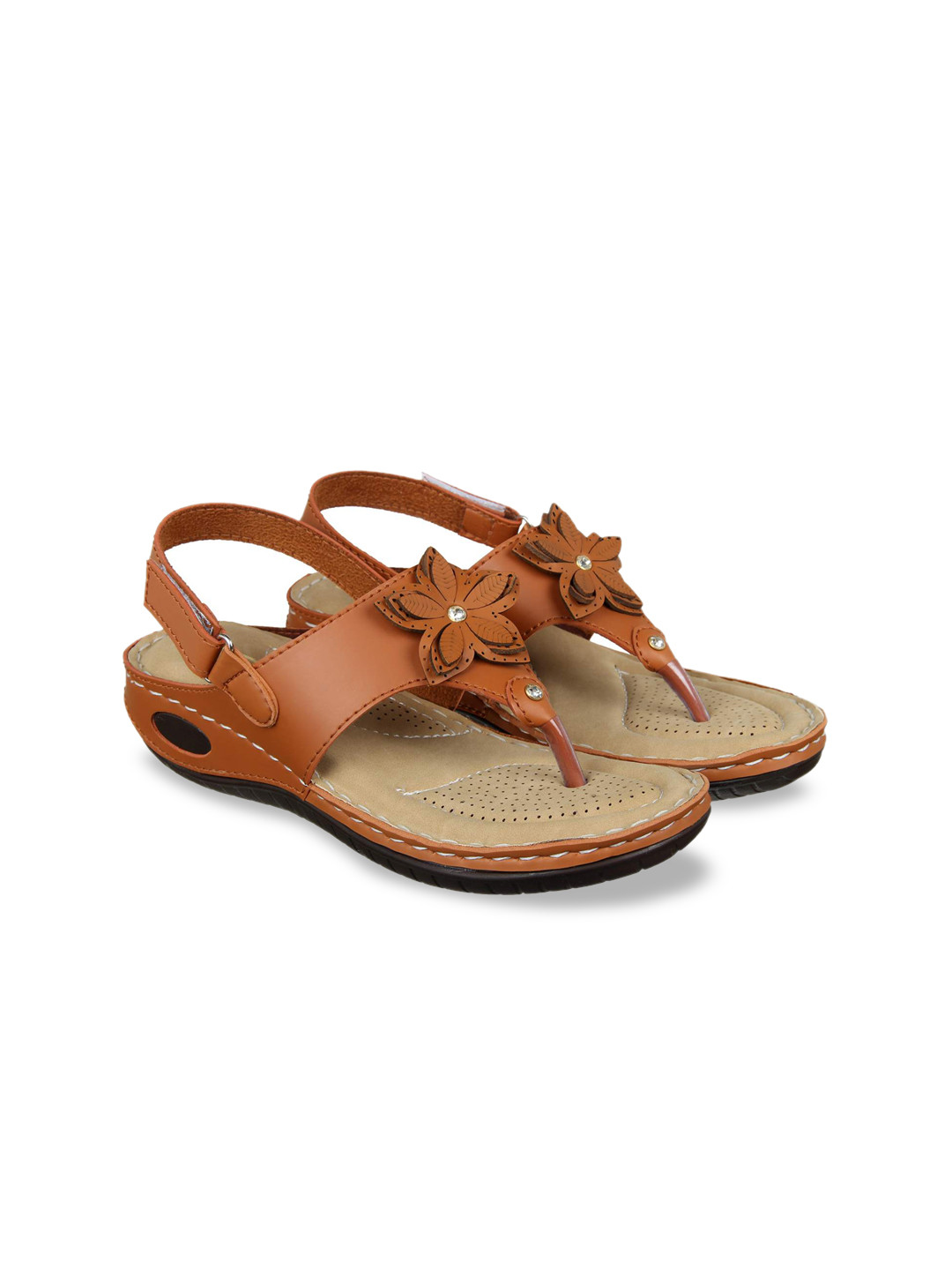 Buy XE Looks Women Tan Open Toe Doctor Sole Flats - Flats for Women ...