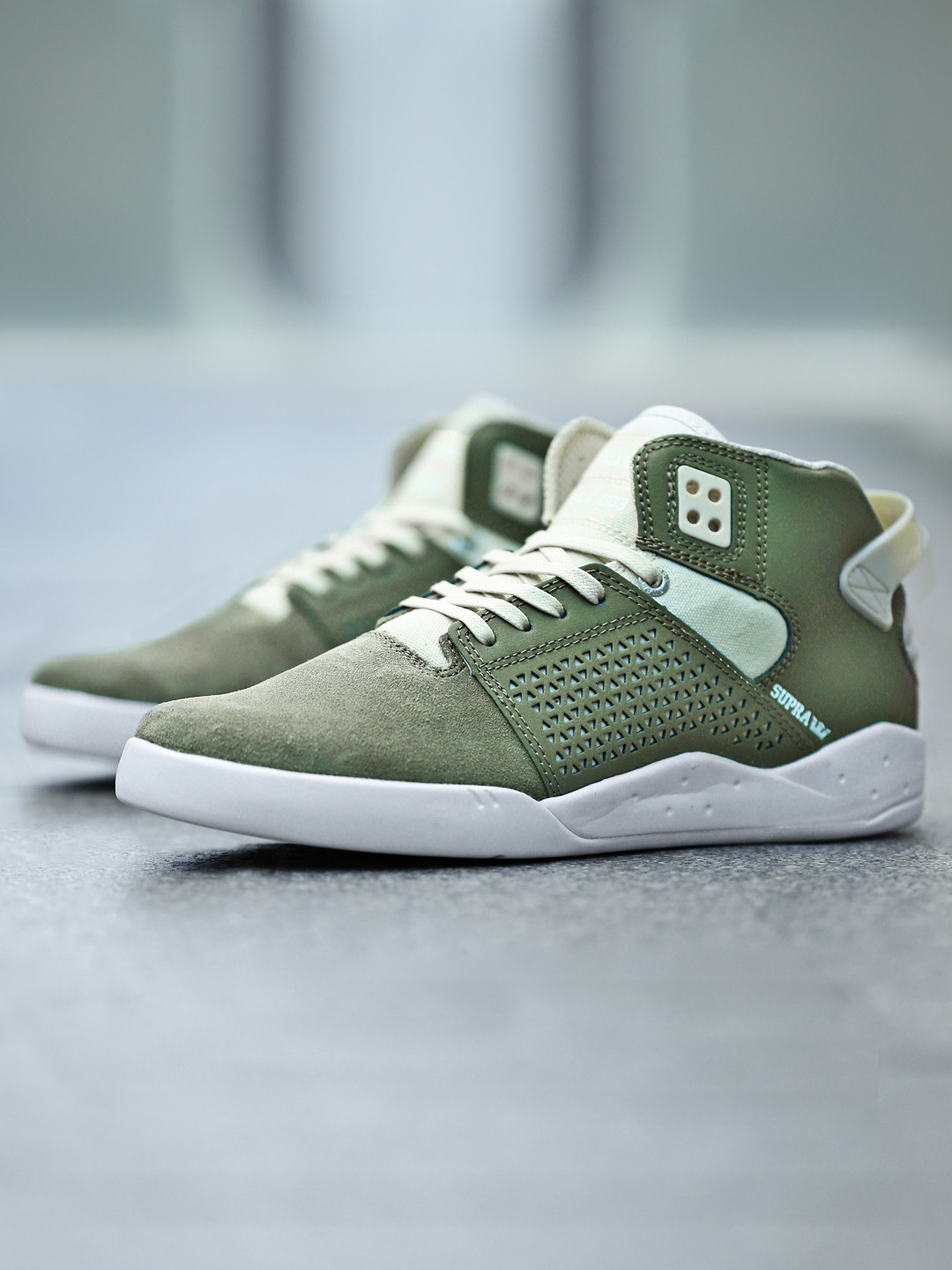 Buy Supra Men Olive Green Suede Skytop III Mid Top Sneakers - Casual ...