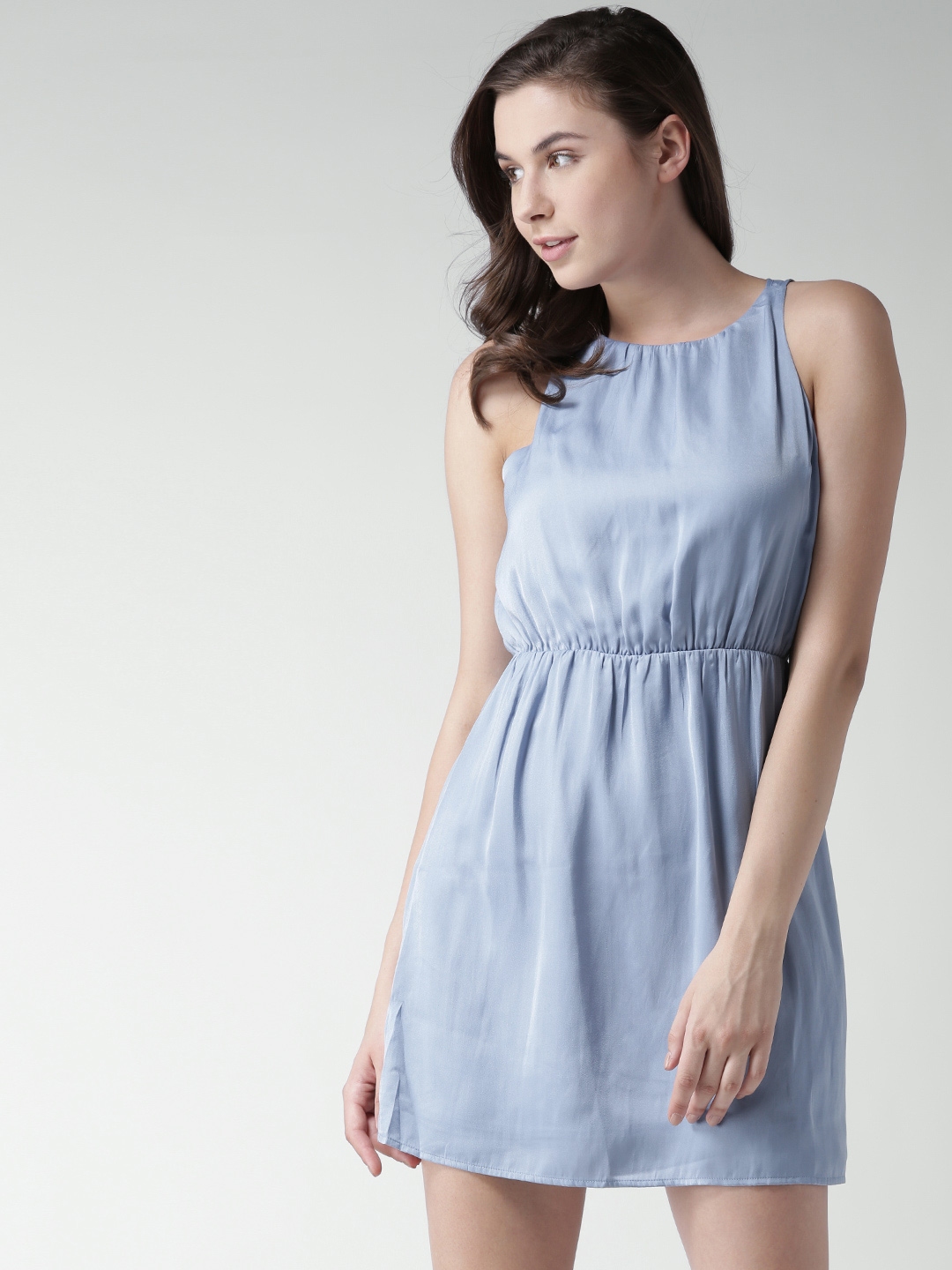 Buy Forever 21 Women Blue Solid Fit And Flare Dress Dresses For Women