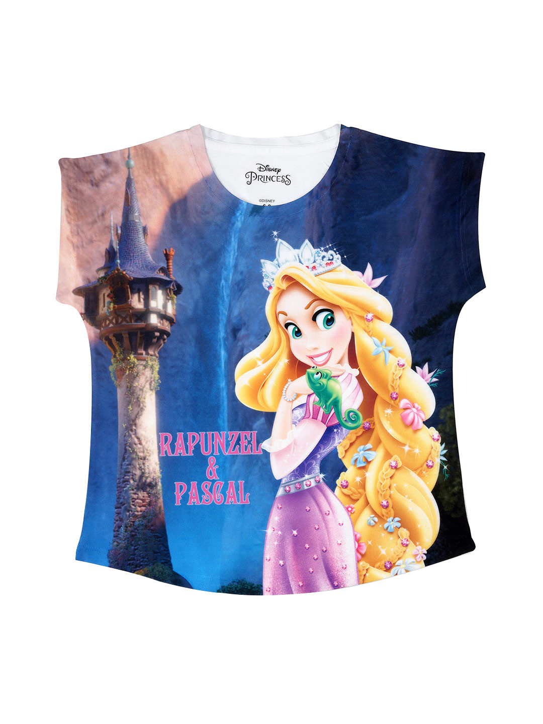 Buy Disney By Wear Your Mind Girls Blue Disney Princess Printed Top ...