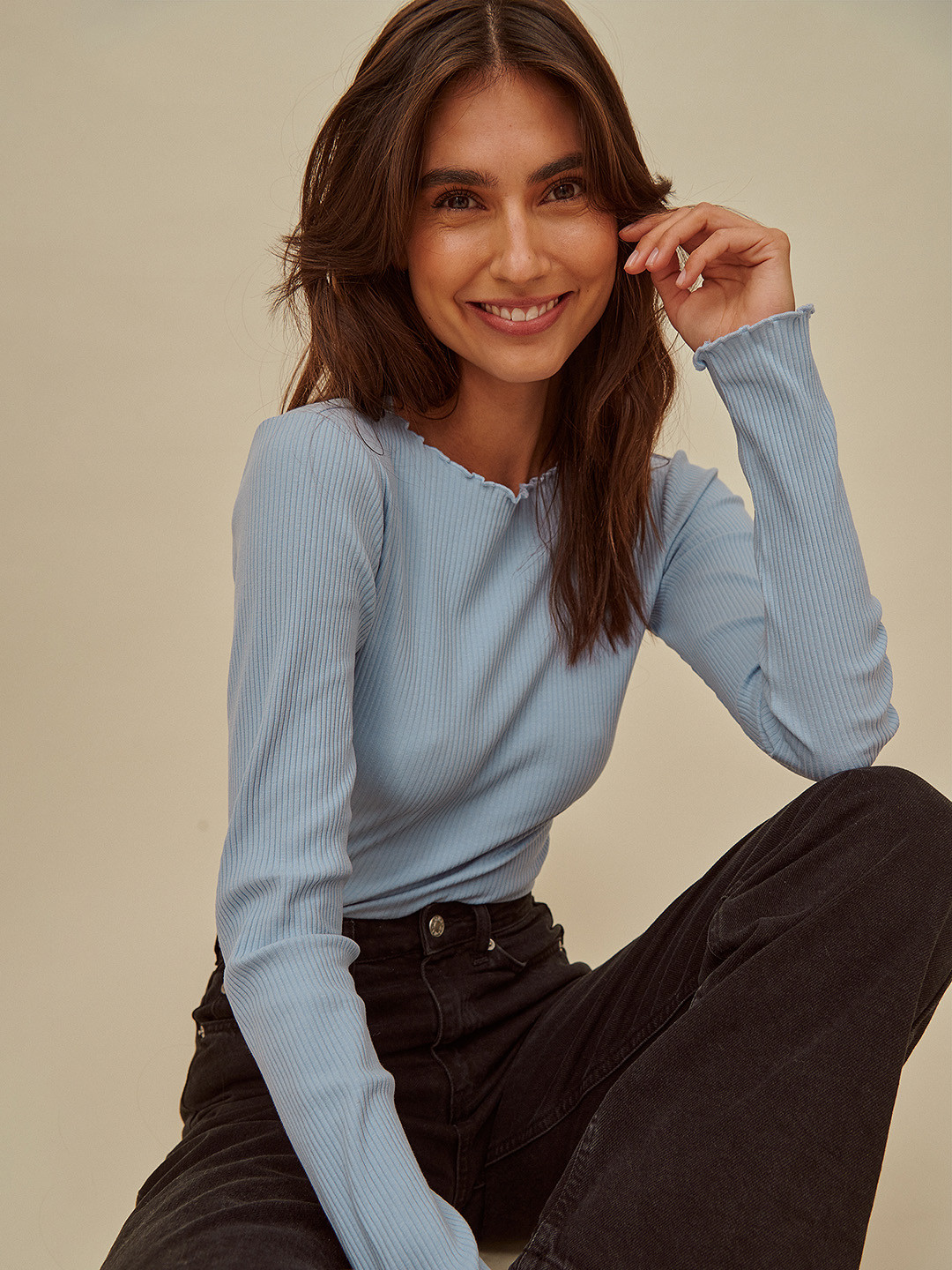 Buy NA KD Blue Solid Ribbed Top - Tops for Women 18583474 | Myntra