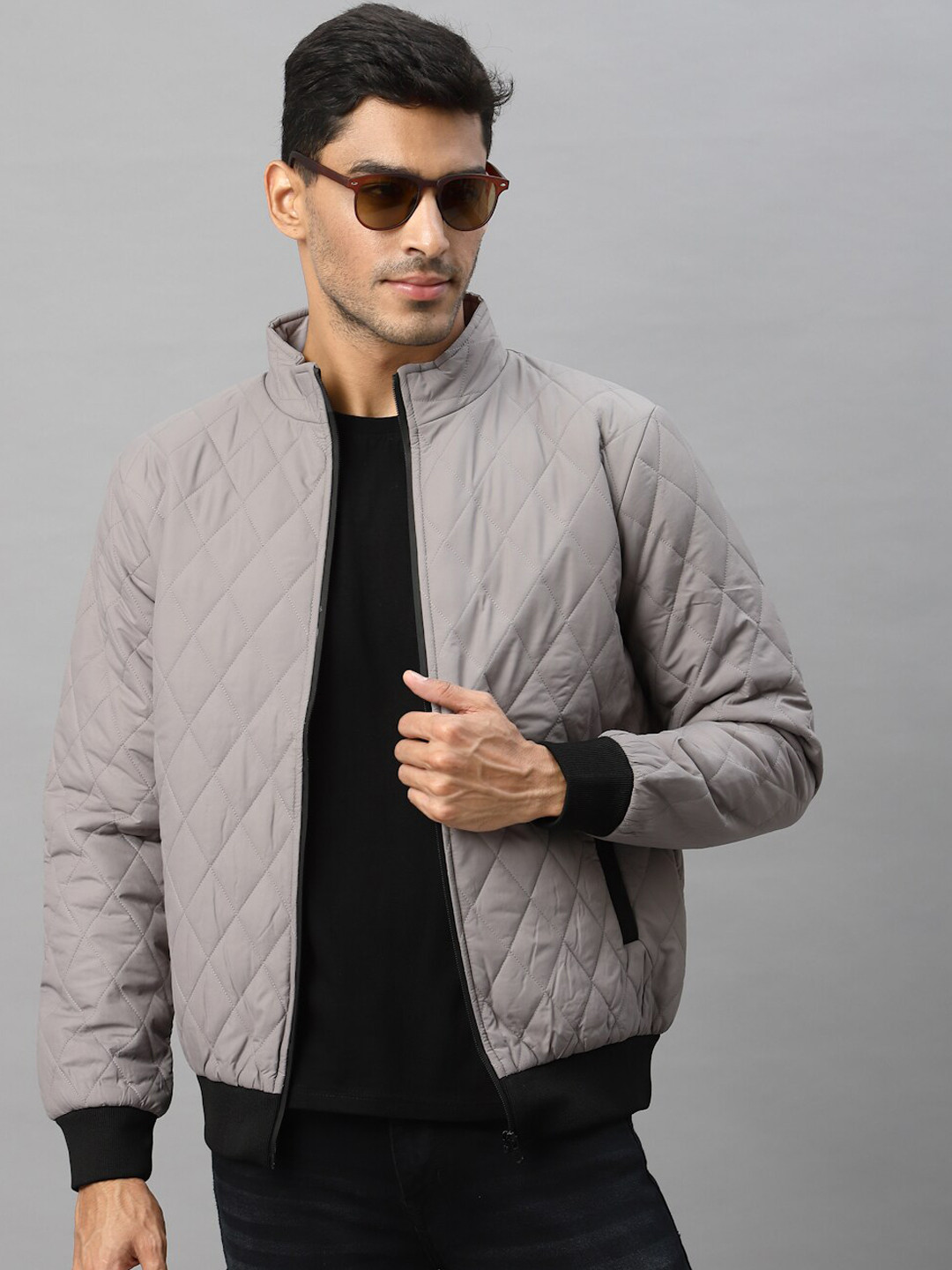 Buy Style Quotient Men Grey Checked Quilted Jacket - Jackets for Men ...