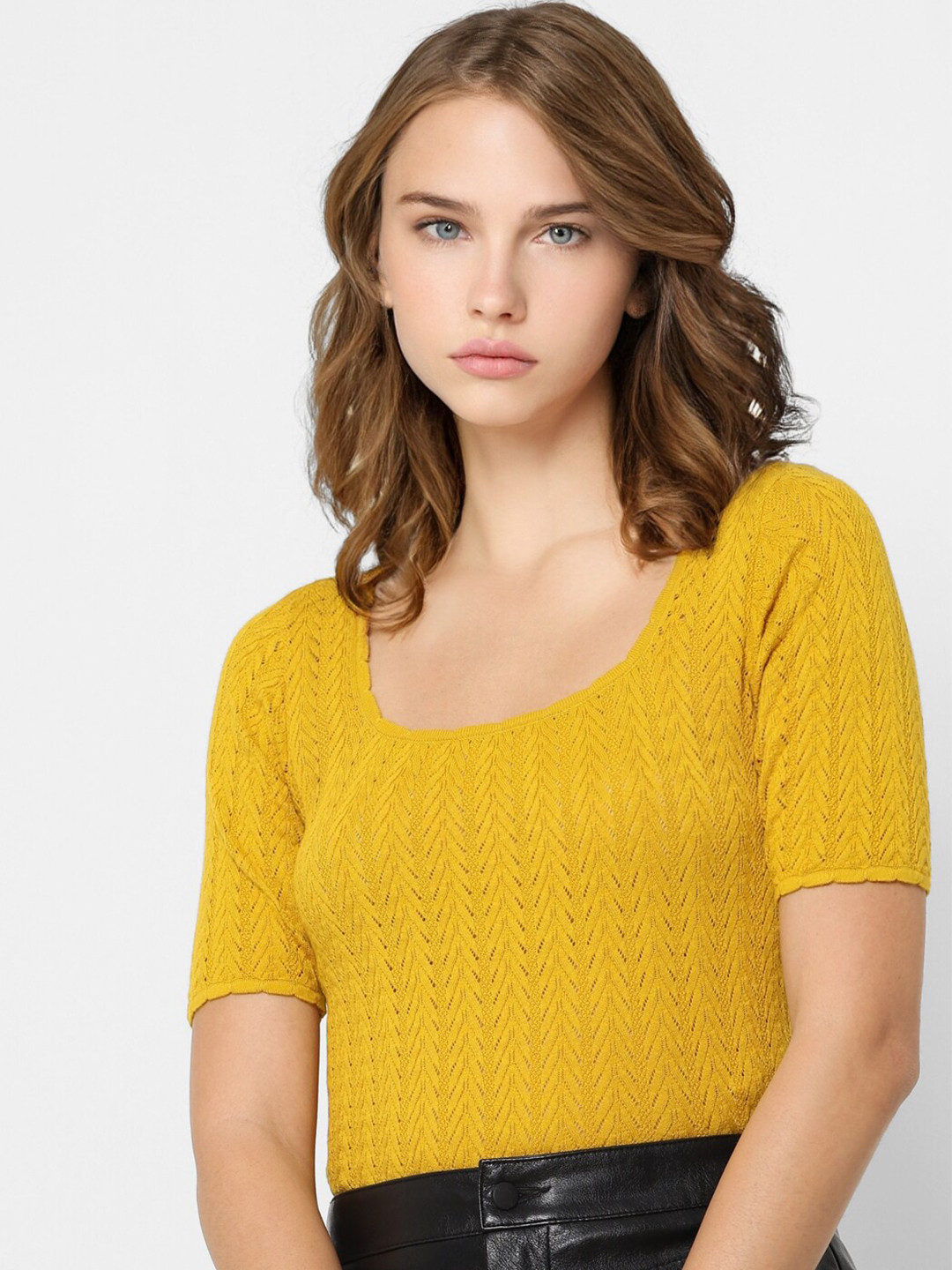 Buy ONLY Women Yellow Knitted Top - Tops for Women 18589094 | Myntra