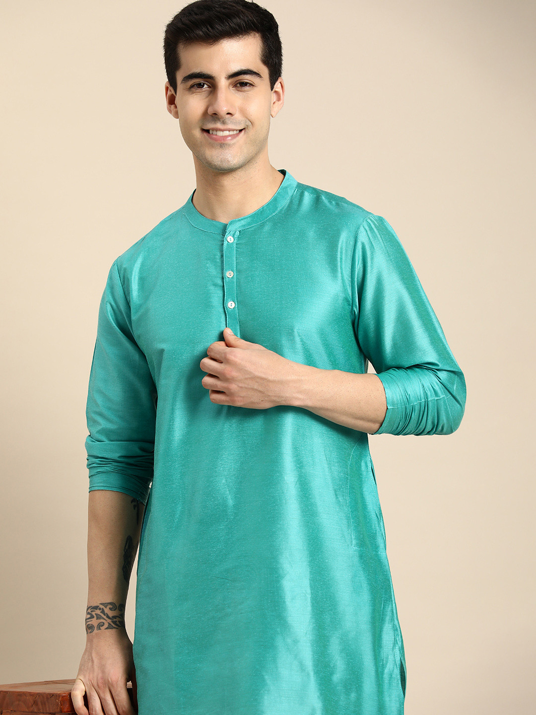 Buy Anouk Men Turquoise Blue Kurta - Kurtas for Men 18591212 | Myntra