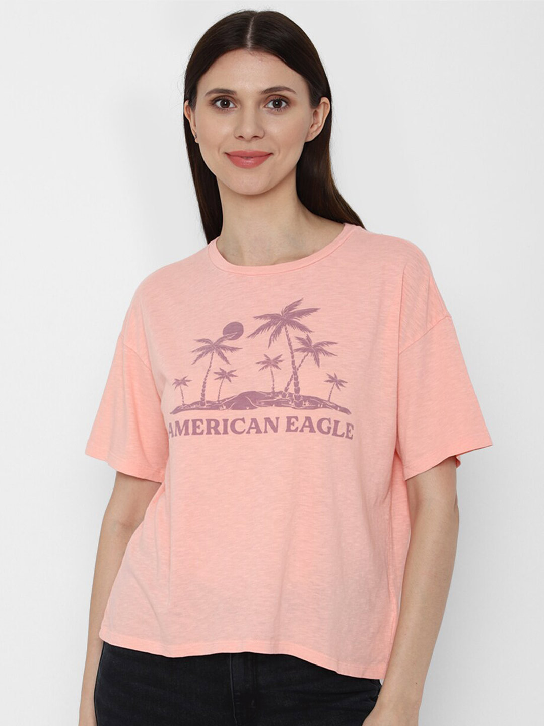Buy AMERICAN EAGLE OUTFITTERS Women Pink Printed T Shirt - Tshirts for ...
