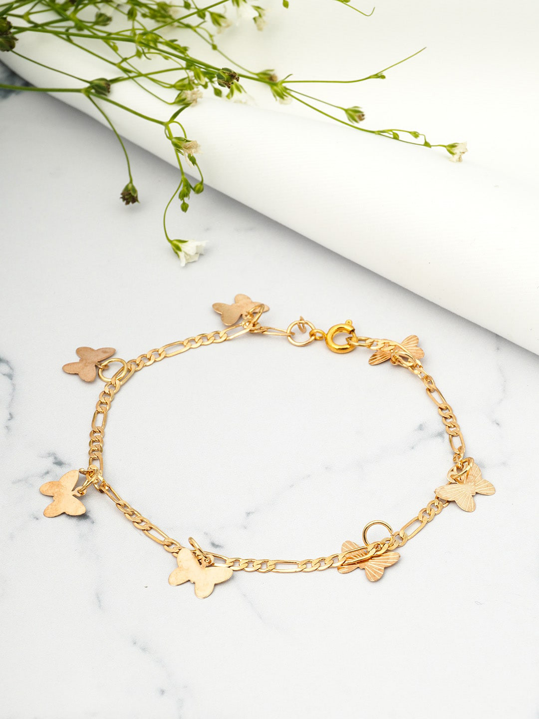 Buy Emmie Gold Toned Butterfly Anklet - Anklet for Women 18595322 | Myntra