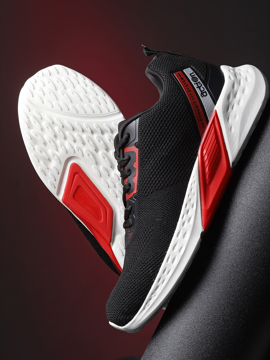Buy Action Men Black & Red Flynet Lace Up Sports Shoes - Sports Shoes ...