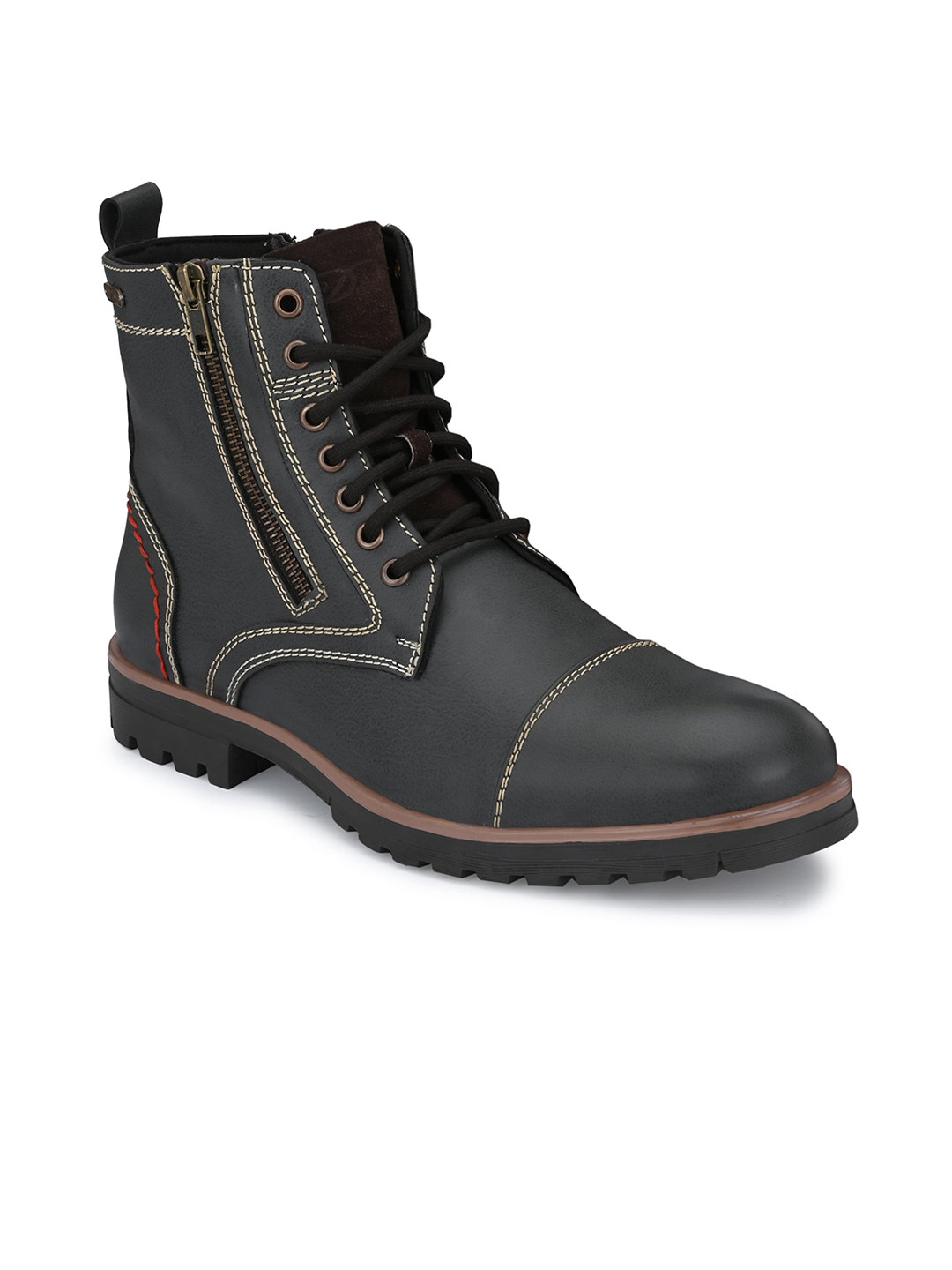 Buy Delize Men Grey Solid Biker Boots - Boots for Men 18601930 | Myntra