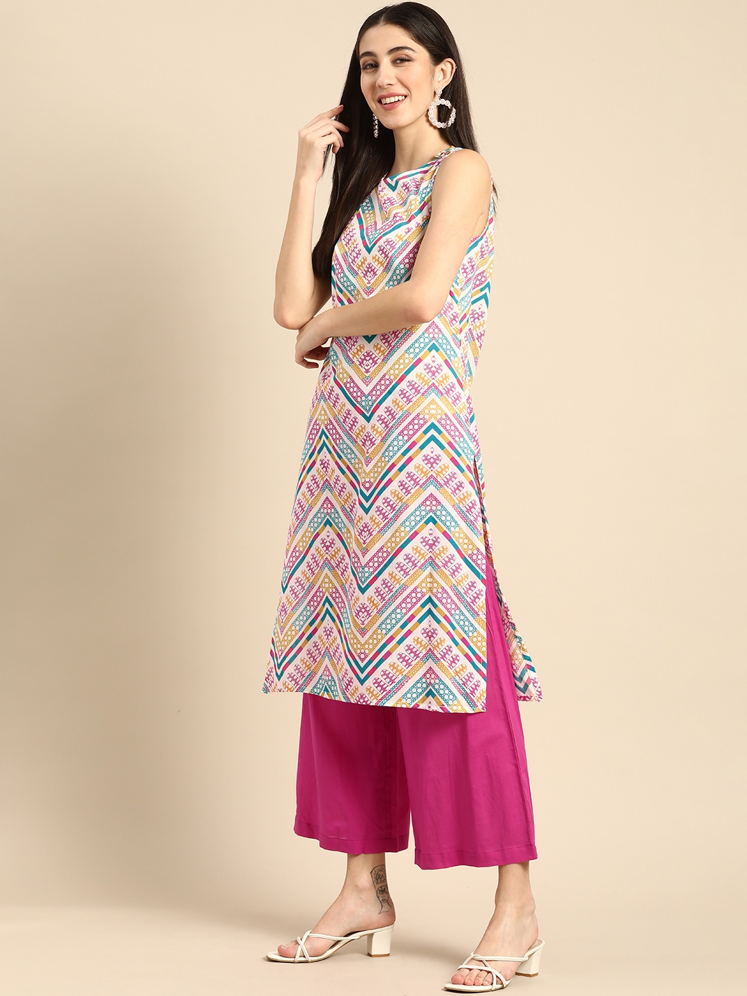 Buy Anouk Women White Ethnic Motifs Printed Pure Cotton Kurta With