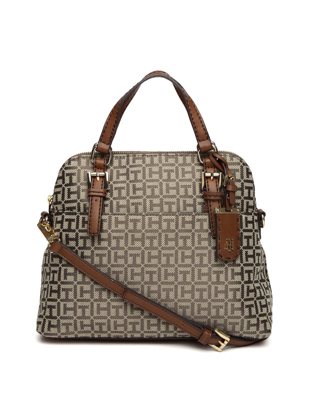 Buy Tommy Hilfiger Brown Self Design Handbag - Handbags for Women ...