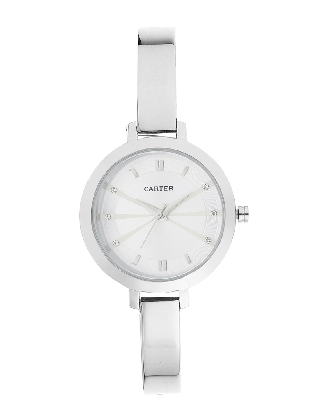 Buy Sandy D Carter Women White Brass Dial & Silver Toned Bracelet Style ...