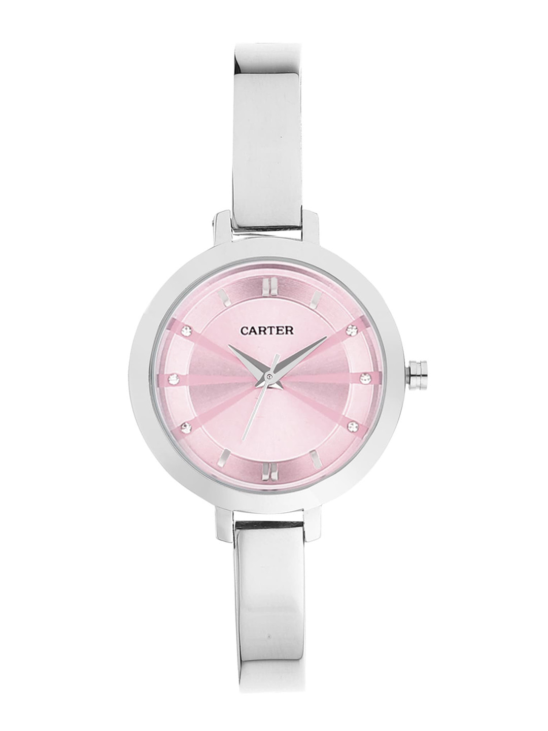 Buy Sandy D Carter Women Pink Brass Dial & Silver Toned Bracelet ...