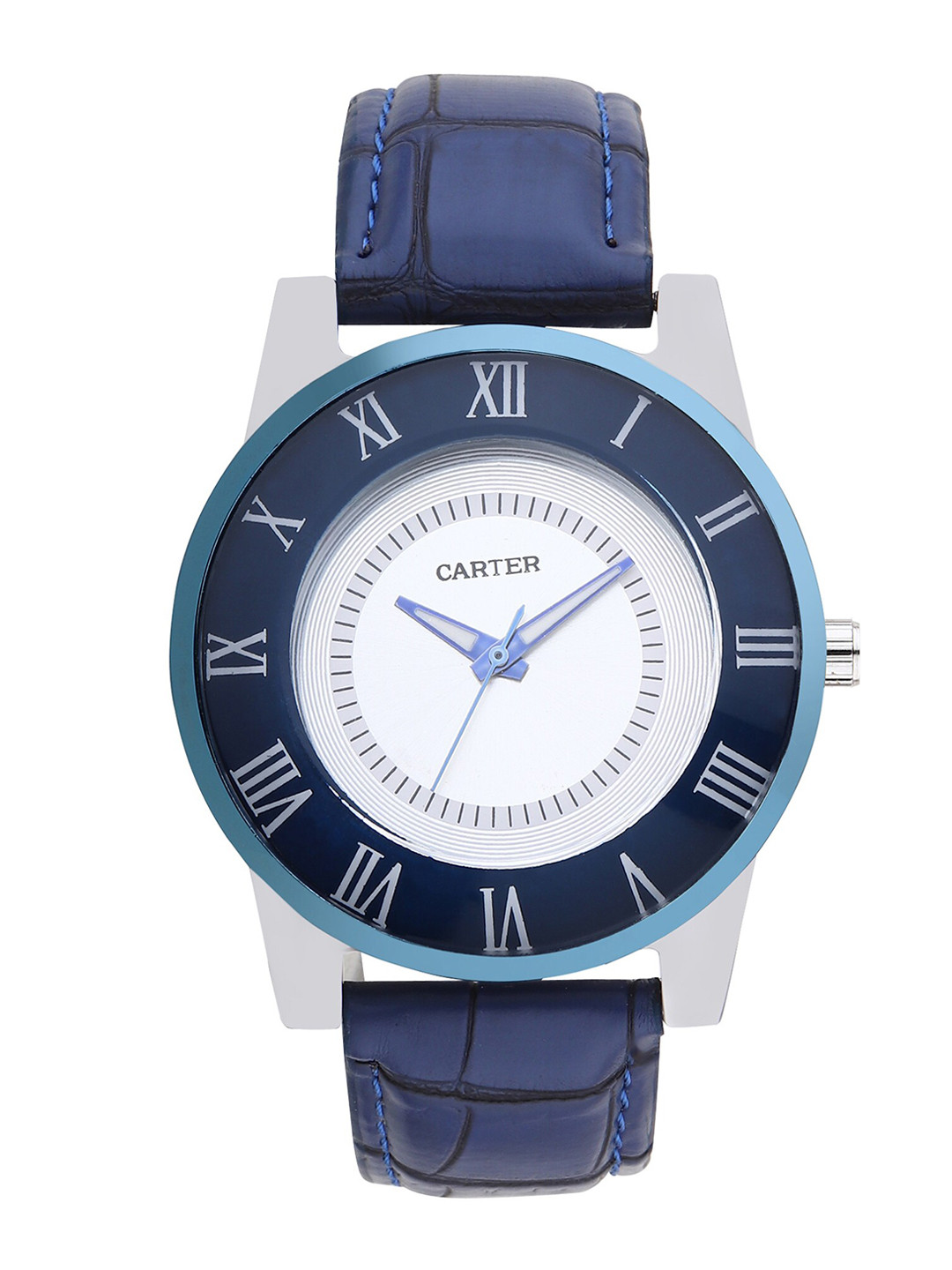 Buy Sandy D Carter Men White Brass Dial & Blue Leather Strap Analogue ...
