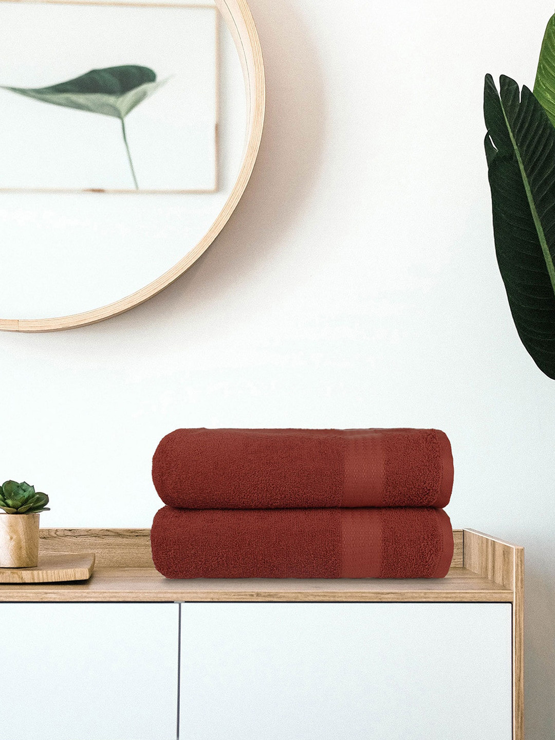 Buy MYTRIDENT Set Of 2 Rust Solid 400 GSM Bath Towels - Bath Towels for ...