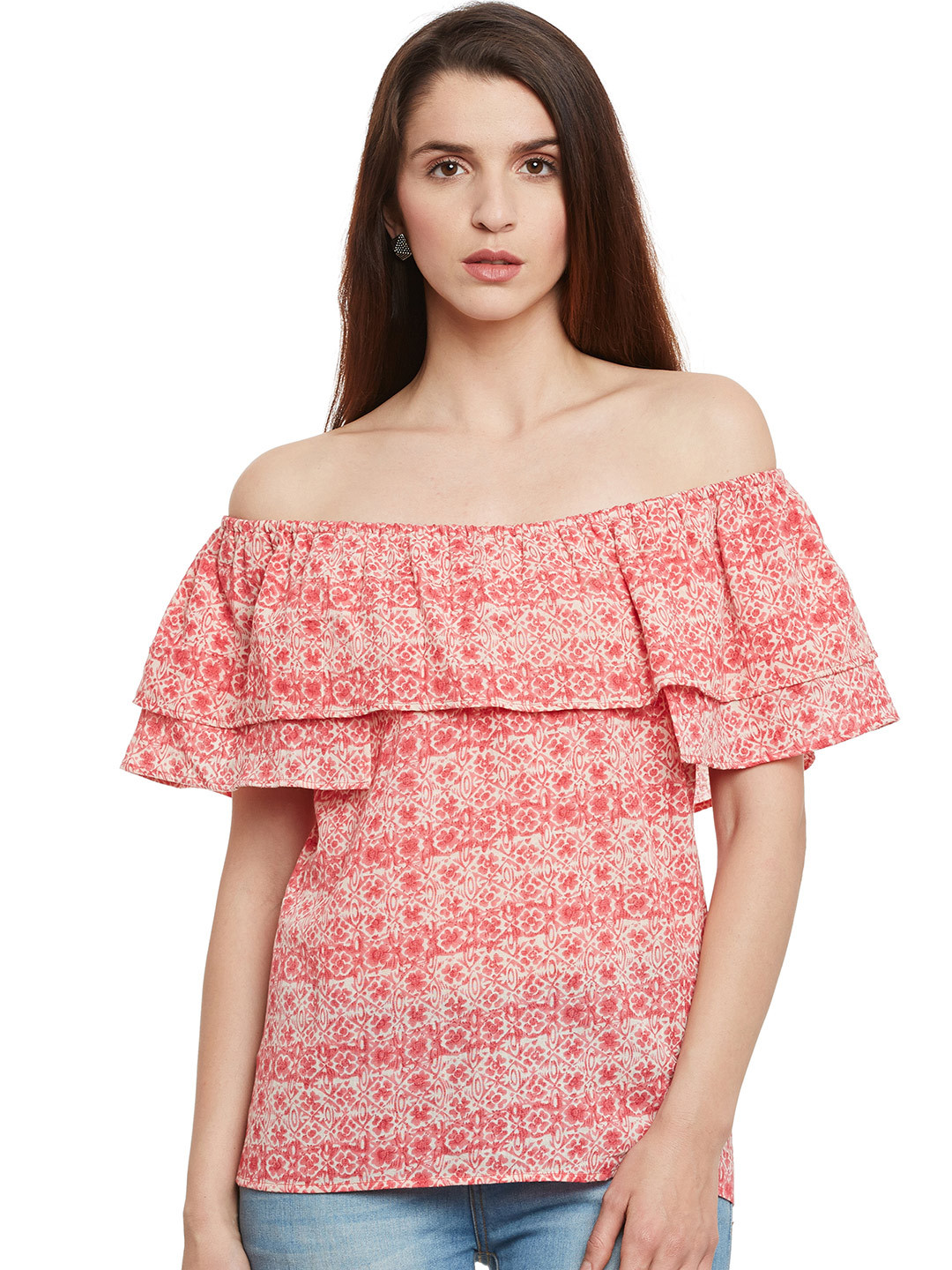 Buy Nun Women Pink Floral Print Bardot Top - Tops for Women 1860912 ...