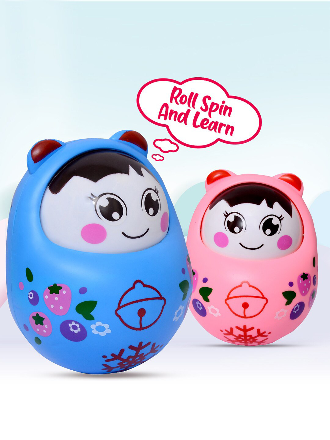 Buy WEMBLEY Blue Roly Poly Push And Shake Wobbling Bell Sounds Tumbler Doll - Musical Toys for ...
