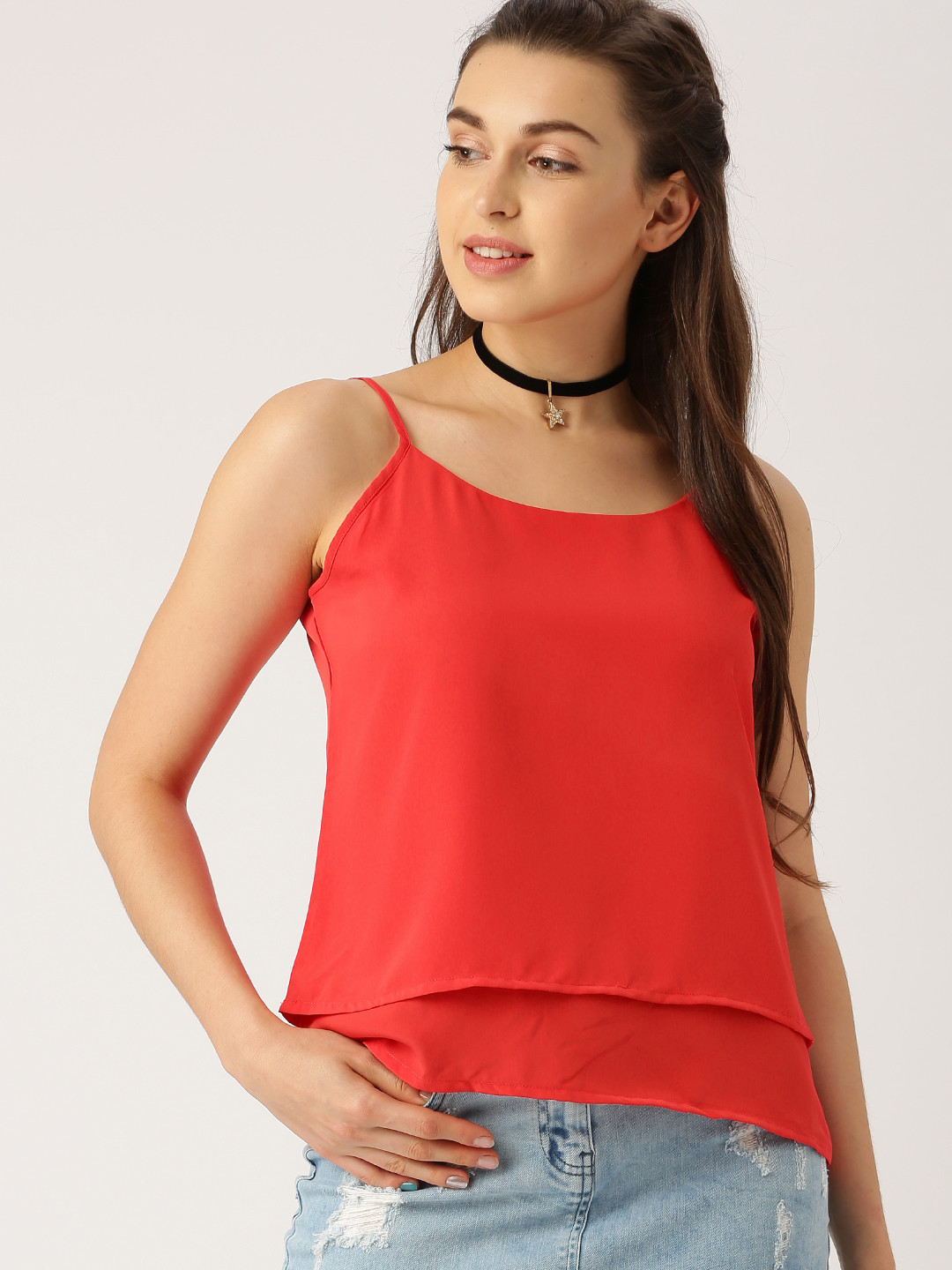 Buy DressBerry Women Red Solid Layered Top - Tops for Women 1861255 ...