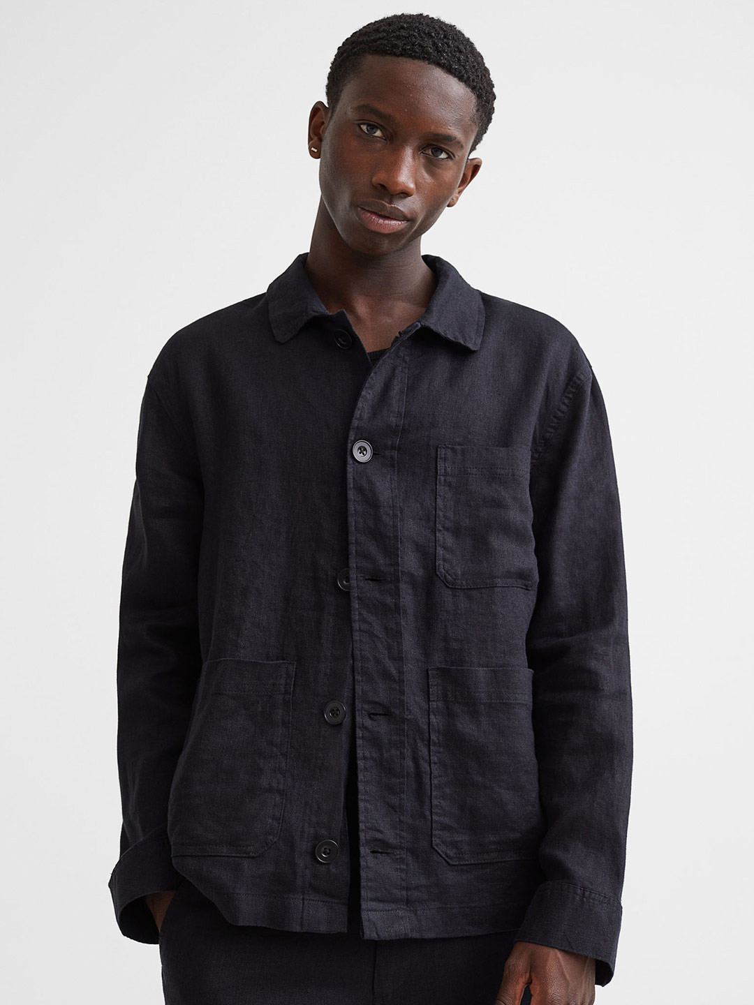 Buy H&M Men Black Regular Fit Linen Overshirt - Shirts for Men 18614284 ...