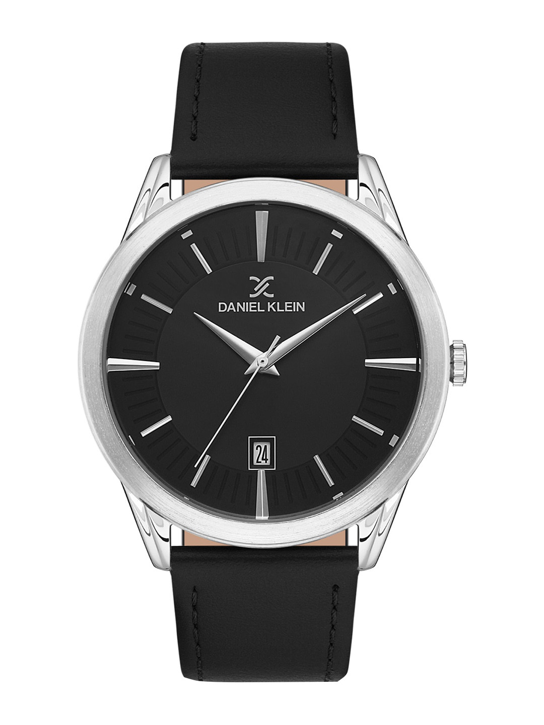 Buy Daniel Klein Men Silver Toned Dial & Black Leather Straps Analogue ...