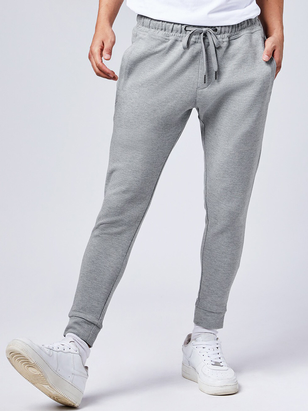 Buy The Souled Store Men Grey Melange Solid Joggers - Track Pants for ...