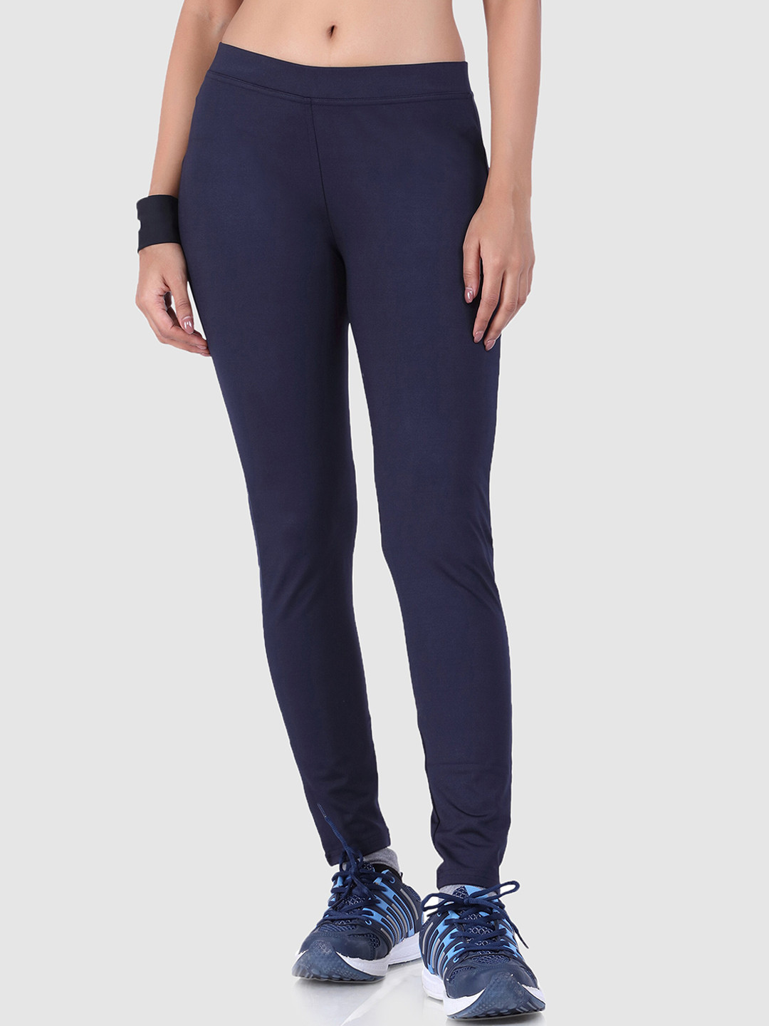 Buy LAASA SPORTS Women Navy Blue Skinny Fit Rapid Dry Activewear Tights ...