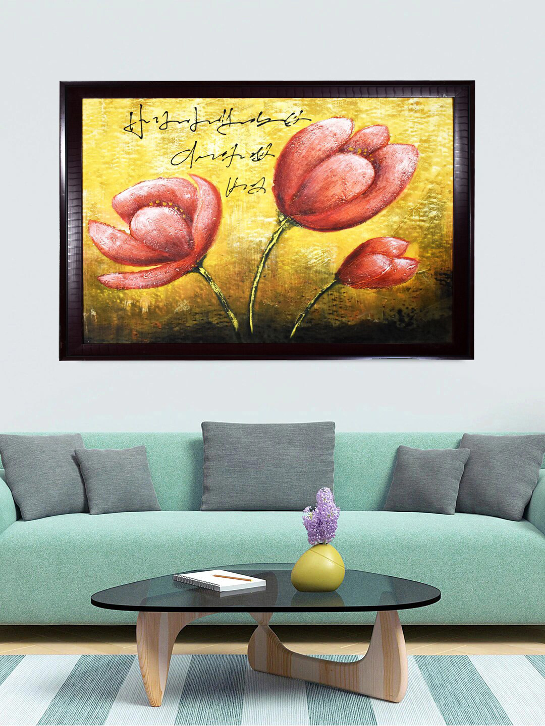 Buy Gallery99 Yellow & Red Abstract Canvas Painting Frame Wall Art ...