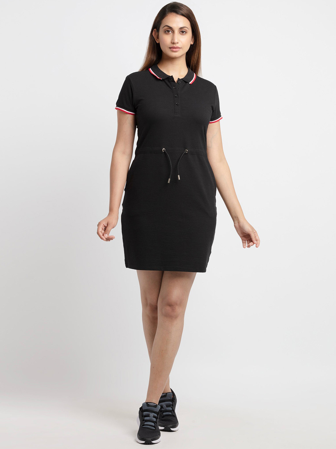 Buy Status Quo Black Cotton Basic Bodycon Polo Dress - Dresses for ...