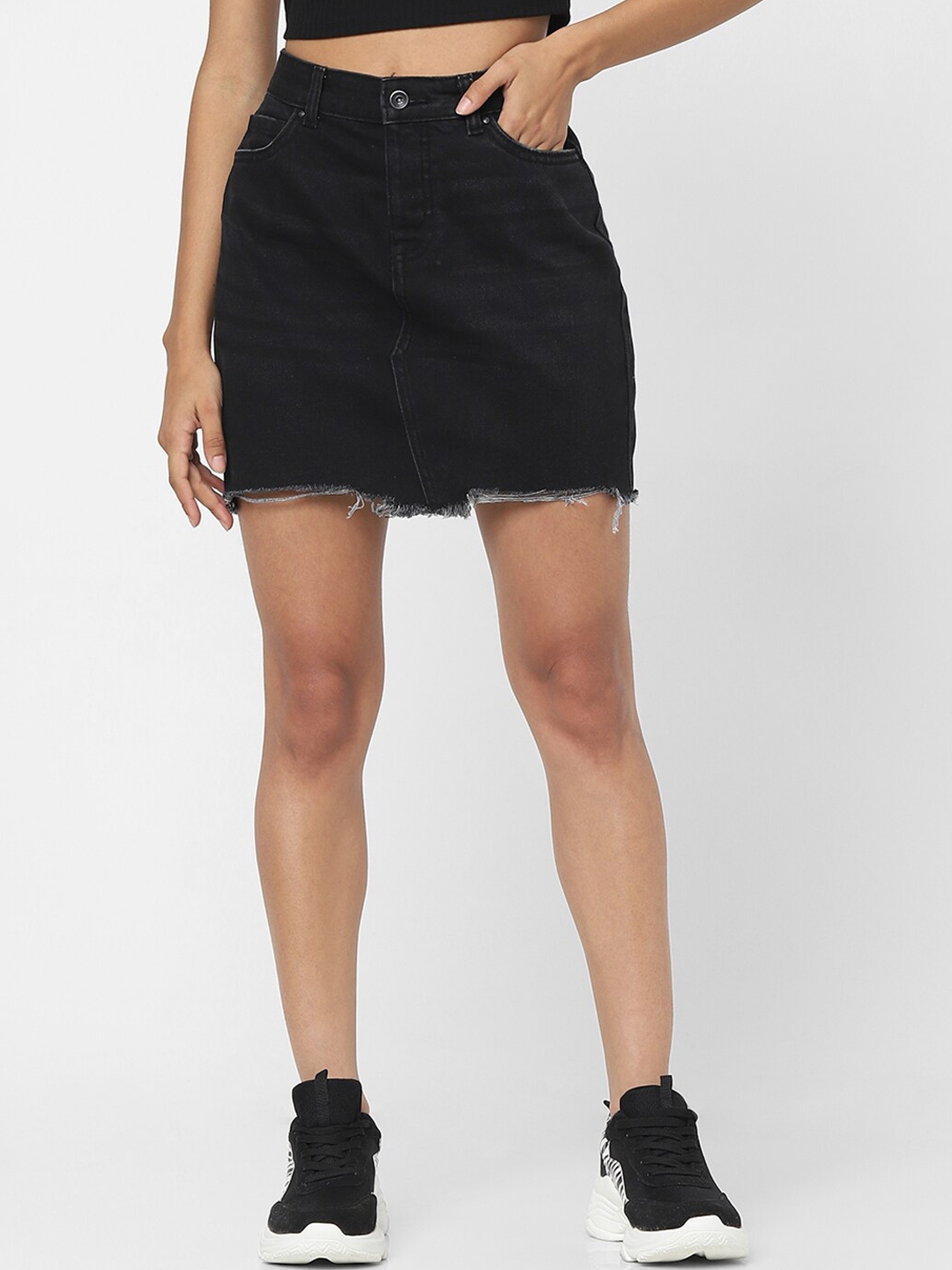 Buy Only Women Black Solid A Line Mini Skirt Skirts For Women