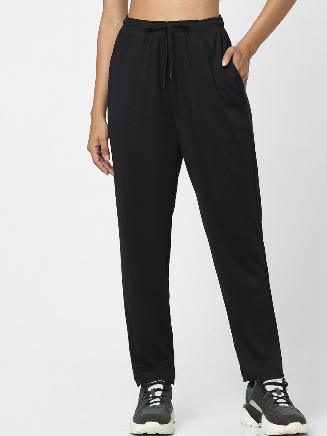 Buy ONLY Women Black Solid Straight Fit Track Pants - Track Pants for ...