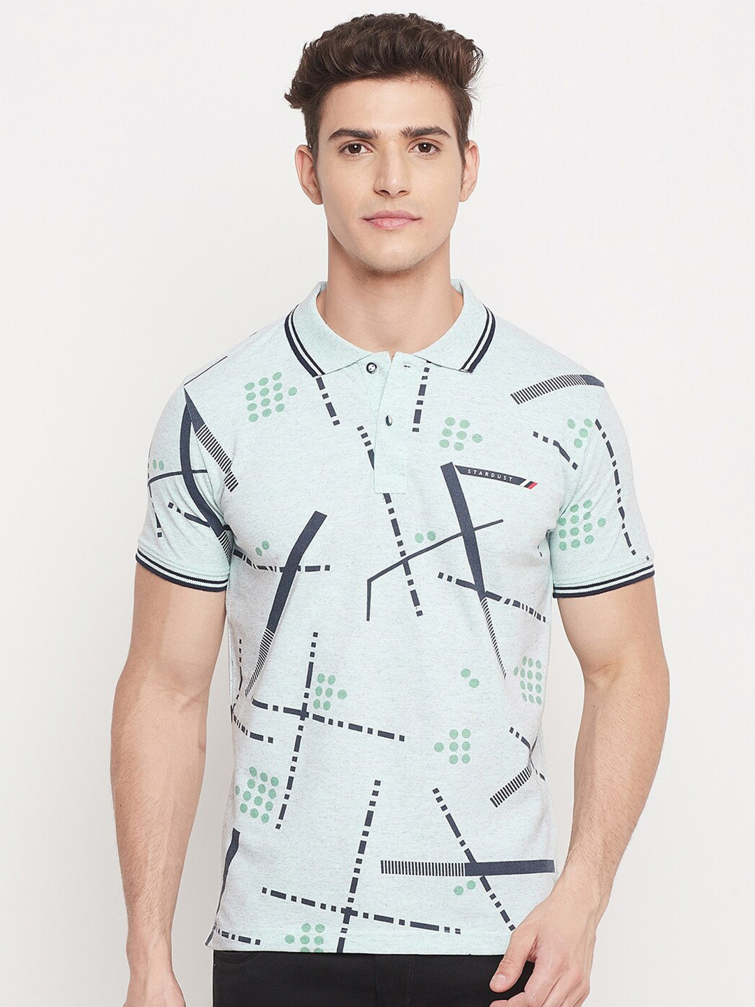 Buy Duke Men's Blue Printed Polo Collar Slim Fit T Shirt - Tshirts for ...