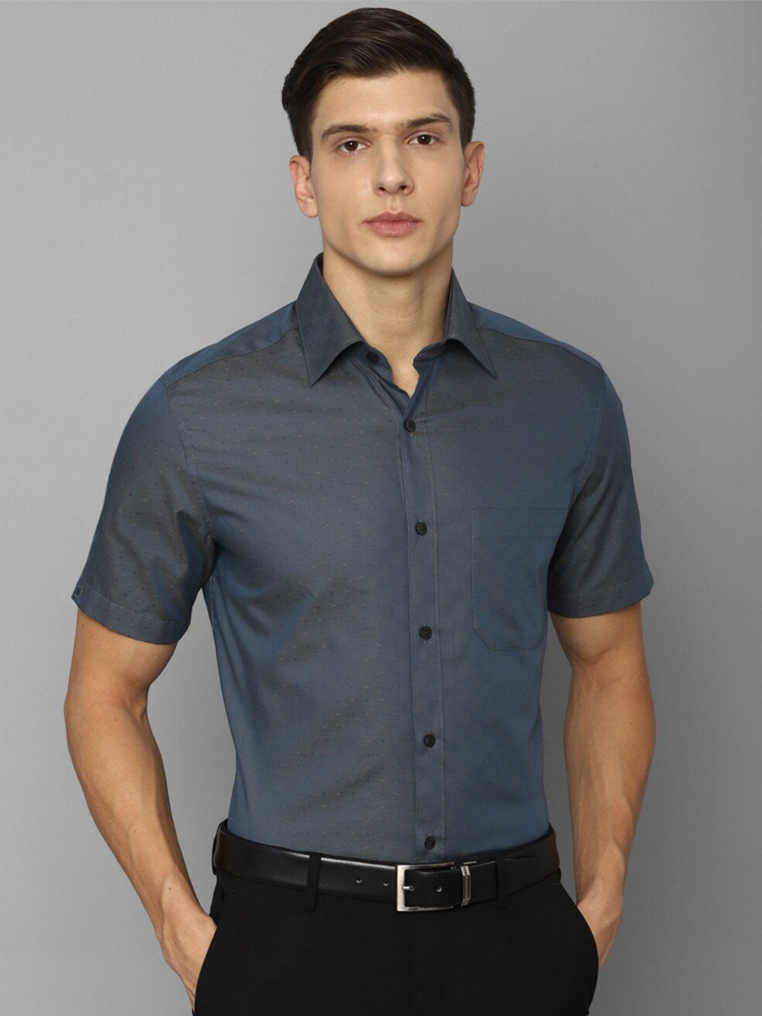 Buy Louis Philippe Men Blue Solid Formal Shirt - Shirts for Men ...