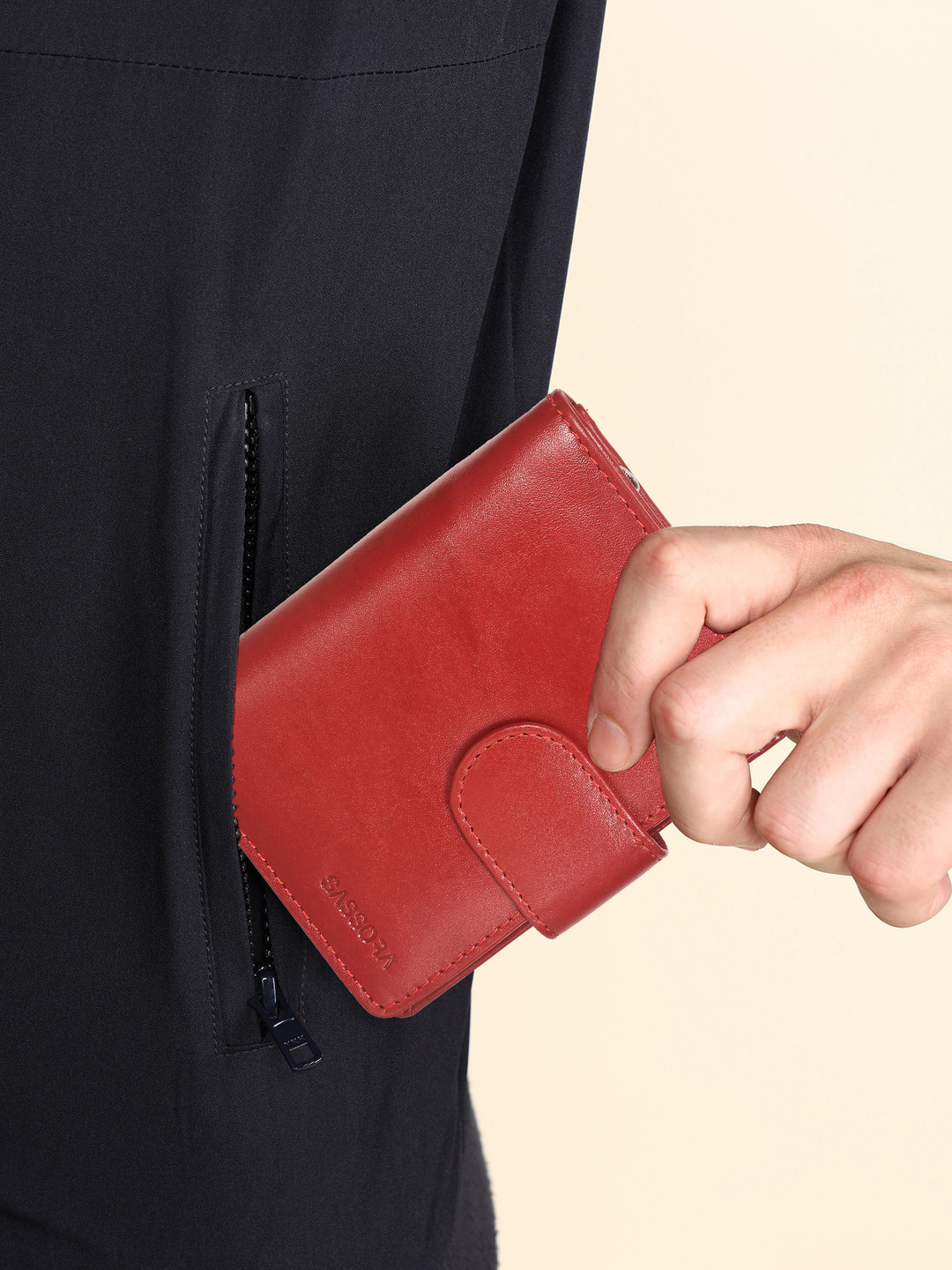 Buy Sassora Women Red Solid Genuine Leather RFID Two Fold Wallet ...