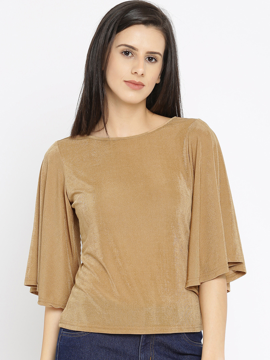Buy AND Women Brown Solid Satin Finish Top - Tops for Women 1864616 ...