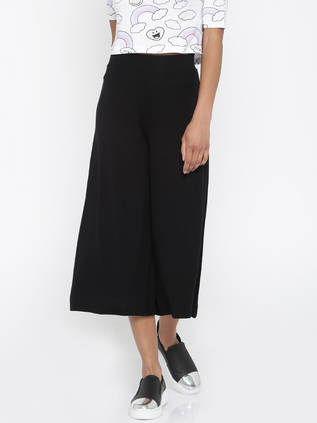 Buy AND Women Black Solid Flared Palazzos - Palazzos for Women 1864626 ...