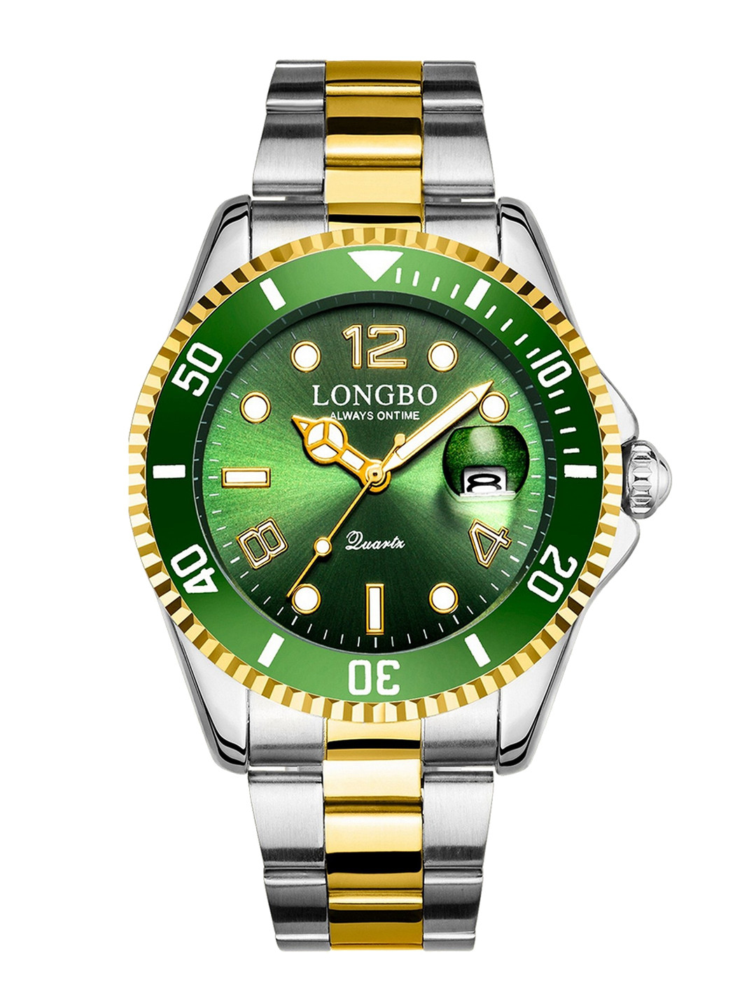 Buy LONGBO Men Green Embellished Dial & Silver Toned Stainless Steel ...