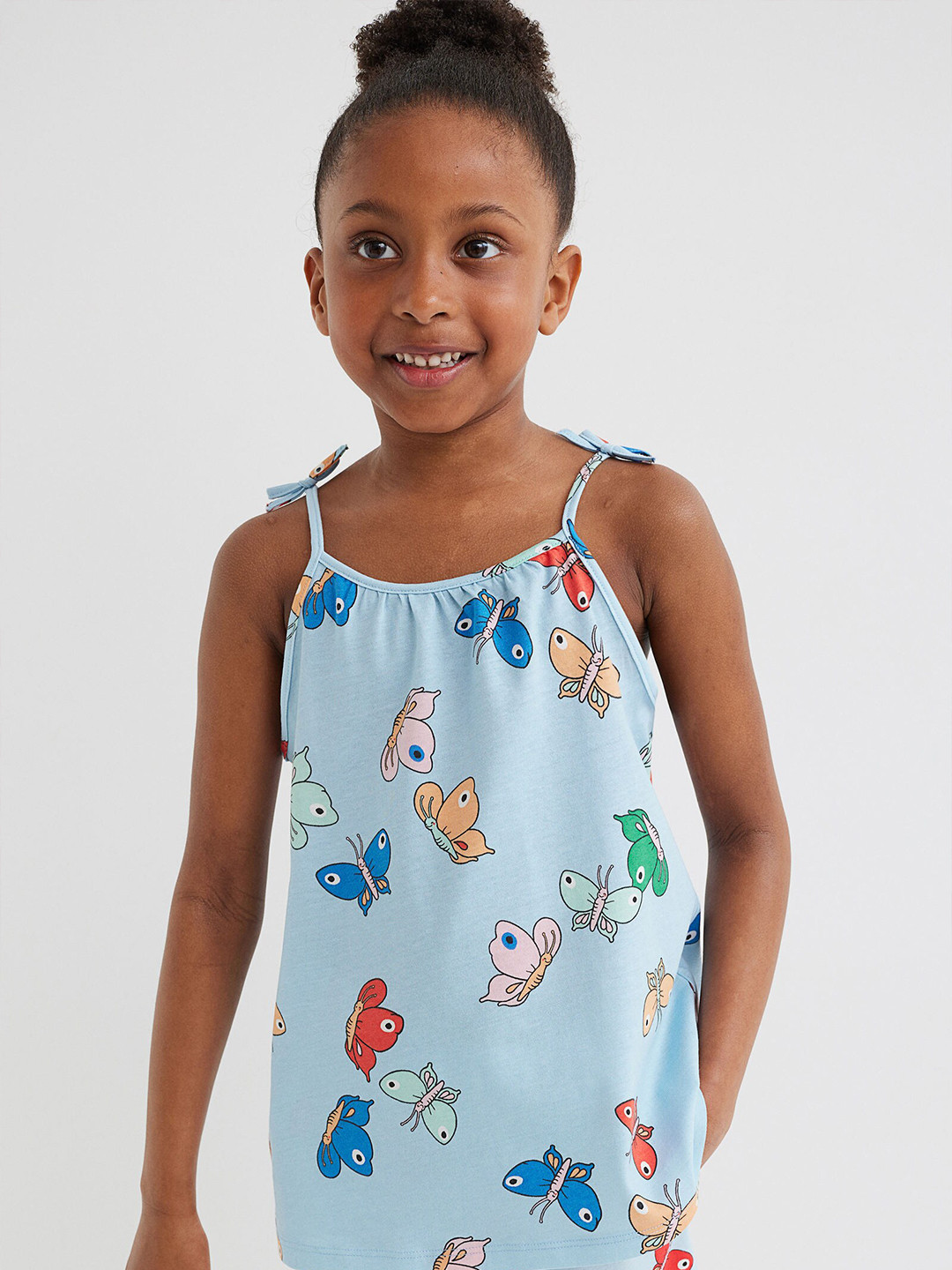 Buy H&M Blue & Green Jersey Bow Detail Strappy Top - Tops for Girls ...