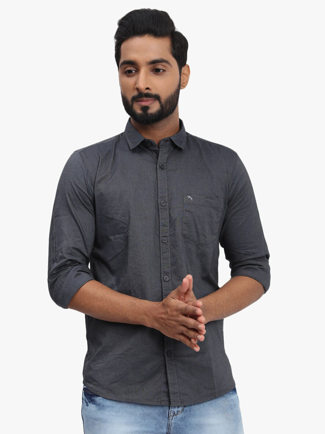 Buy DCot By Donear Men Grey Comfort Casual Shirt - Shirts for Men ...