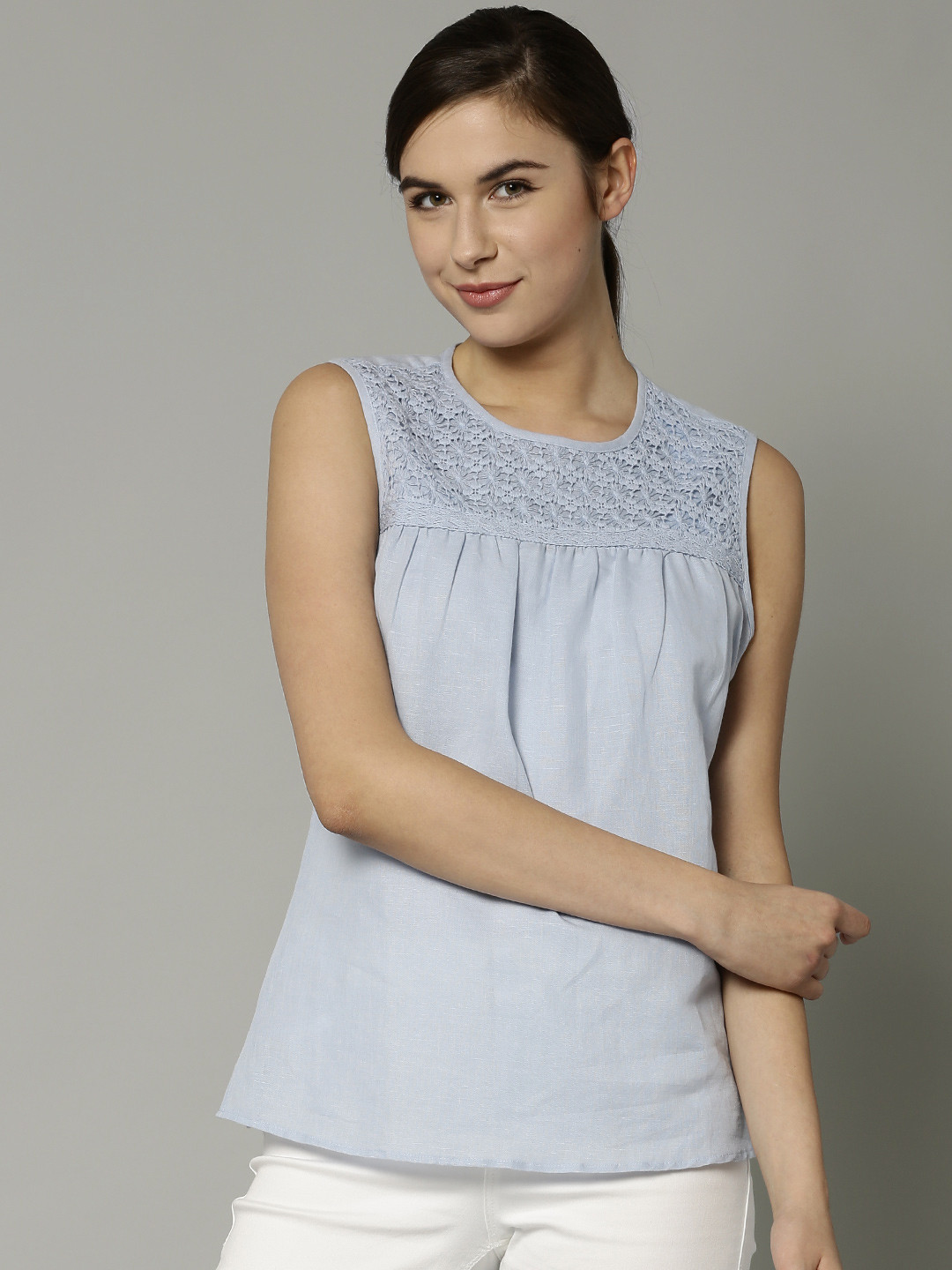 Buy Marks & Spencer Women Blue Solid Top - Tops for Women 1865744 | Myntra