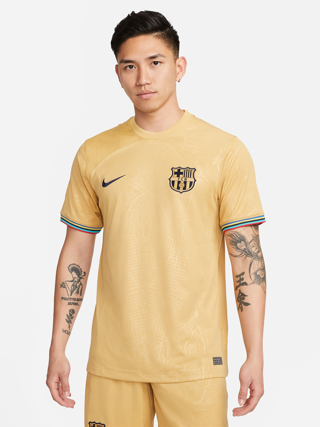 Buy Nike Men Beige Self Design Embroidered FCB Team Football Jersey ...