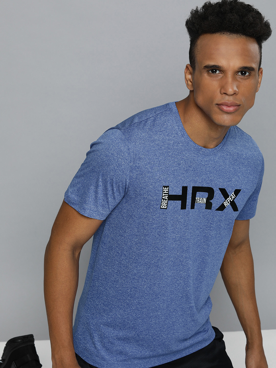 Buy HRX By Hrithik Roshan Men Blue Brand Logo Printed Rapid Dry ...