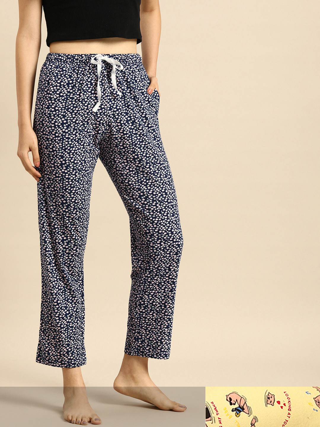 Buy Dreamz By Pantaloons Women Pack Of 2 Printed Pure Cotton Lounge ...